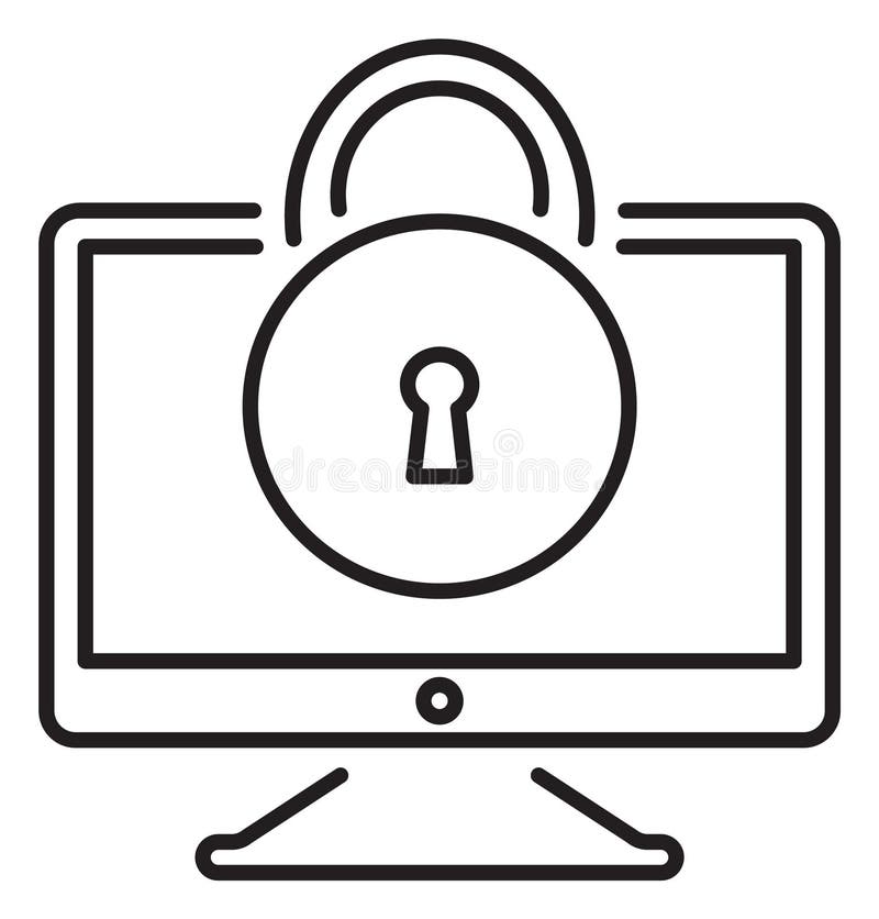 Project Management Monitor, Lock, Cyber Security Vector Icon ...