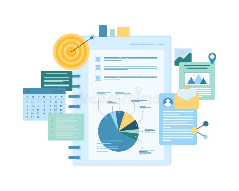 Project Management and Planning, Planner with Infographic Work Progress ...