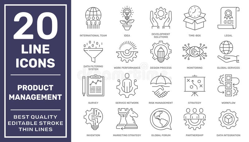 Project Management Related Vector Icons. Business Management and Growth Vector Line Icon Set ...