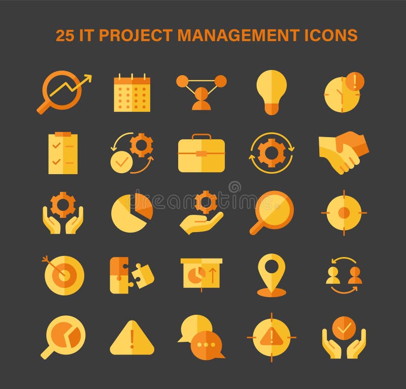 It Project Management Set. Comprehensive Icons for Teamwork, Strategy ...