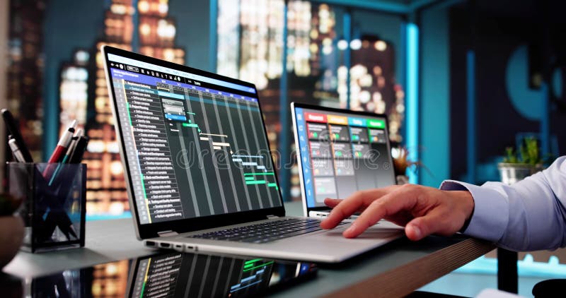 Project Management Software and Business Plan Schedule Stock Image ...