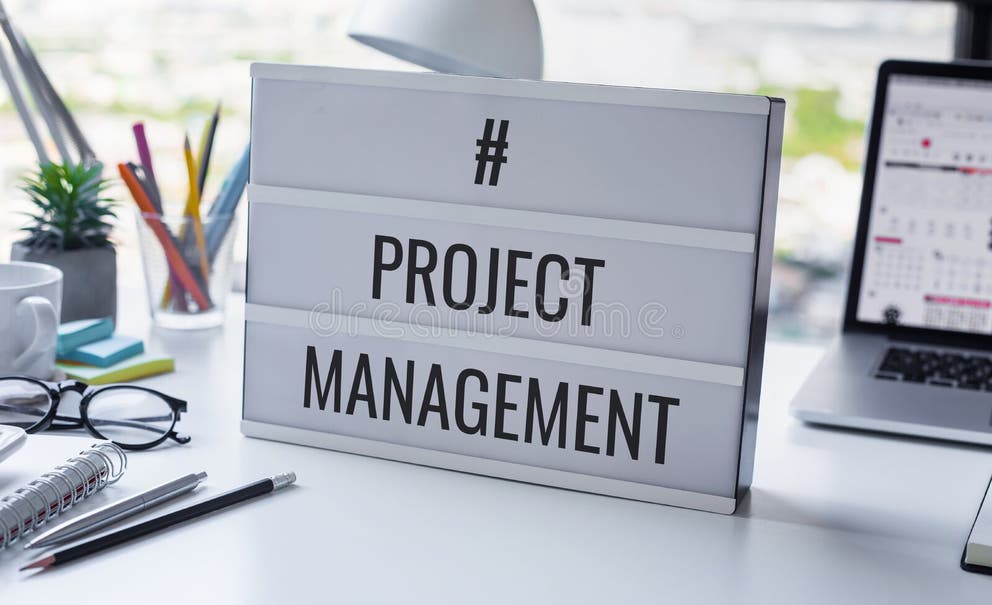 PROJECT MANAGEMENT Text on Desk Stock Image - Image of perspective ...