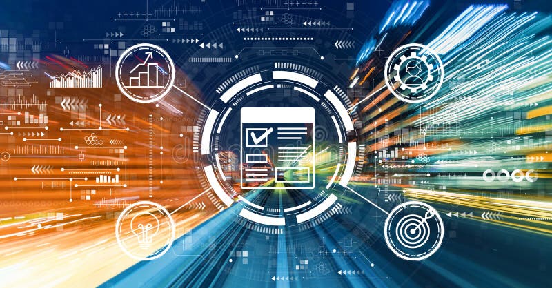 Project Management Theme with High Speed Motion Blur Stock Illustration ...