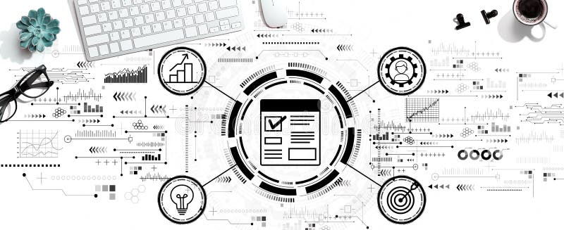 Project Management Theme with a Computer Keyboard Stock Illustration ...