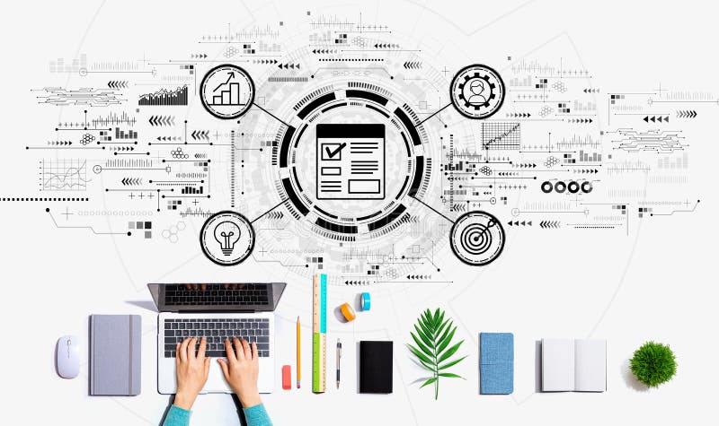 Project Management Theme with Person Using a Laptop Stock Image - Image ...