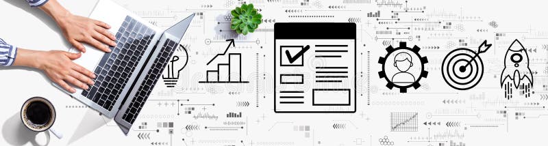 Project Management Theme with Person Using a Laptop Editorial Photo ...