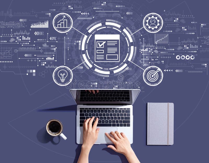 Project Management Theme with Person Using a Laptop Stock Photo - Image ...