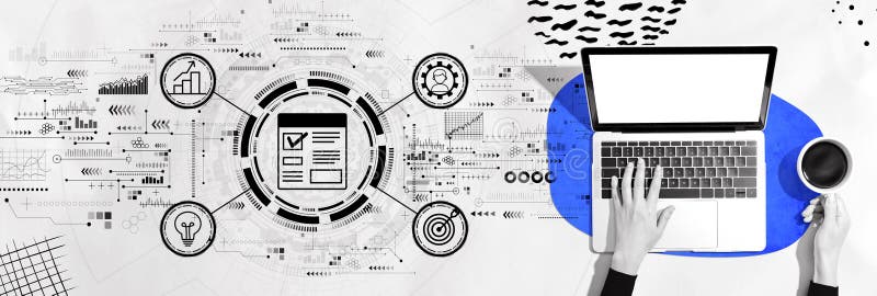 Project Management Theme with Person Using a Laptop Stock Photo - Image ...