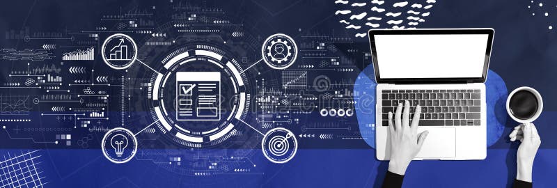 Project Management Theme with Person Using a Laptop Stock Image - Image ...