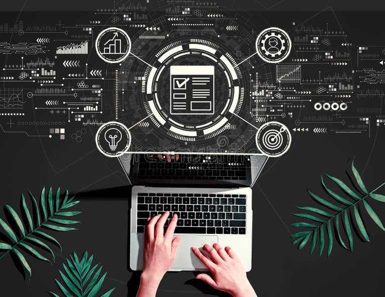 Project Management Theme with Person Using a Laptop Stock Photo - Image ...