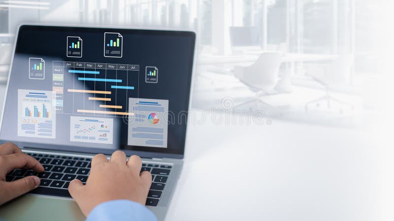Project Management Tool and Work Schedule Concept, Businessman Use ...