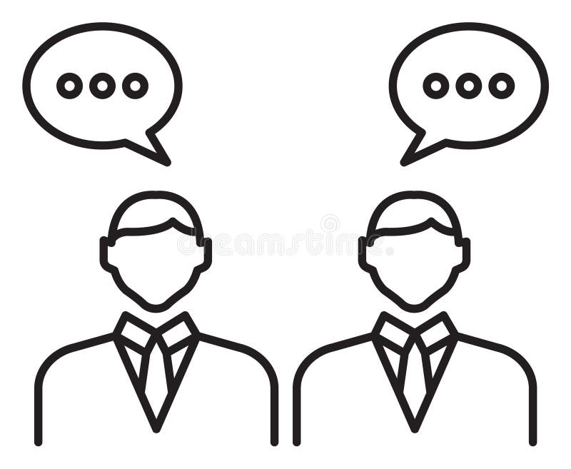 Project Management Two People in Suits, Conversation Bubbles ...