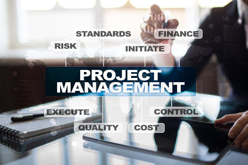 Project Management Chart on Virtual Screen. Schedule. Timeline. Stock ...