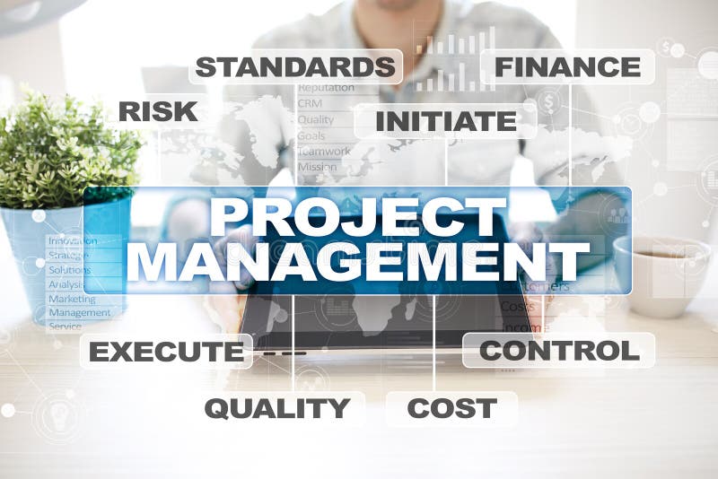 Project Management on the Virtual Screen. Business Concept. Stock Image ...