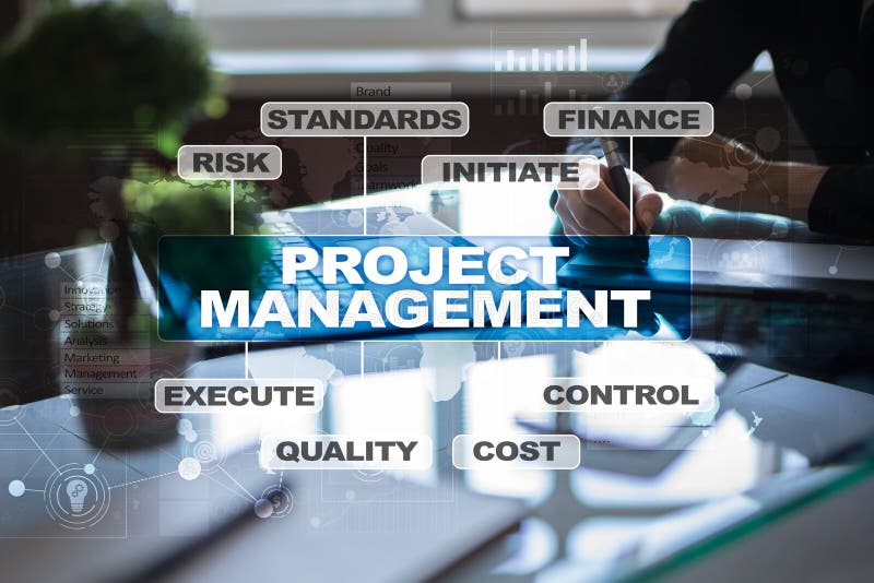 Project Management on the Virtual Screen. Business Concept. Stock Image ...