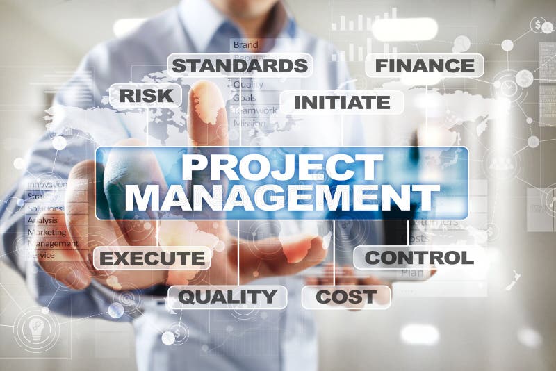 Project Management on the Virtual Screen. Business Concept. Stock Image ...
