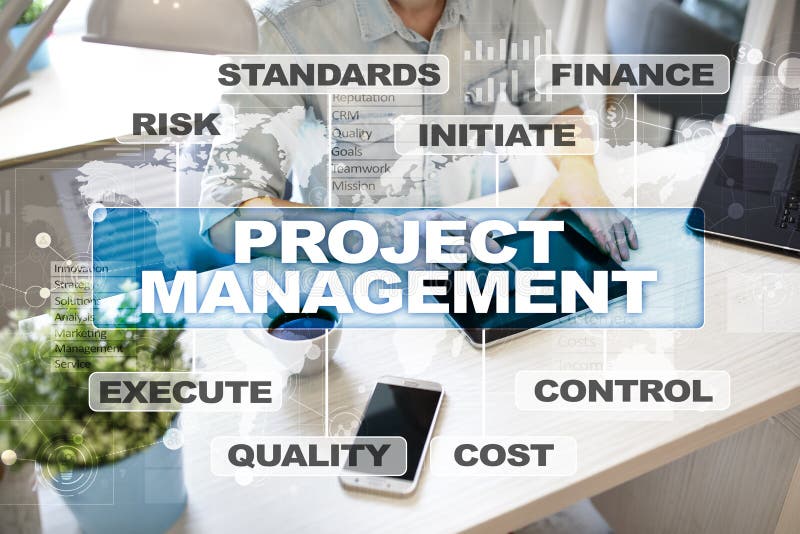Project Management on the Virtual Screen. Business Concept. Stock Image ...