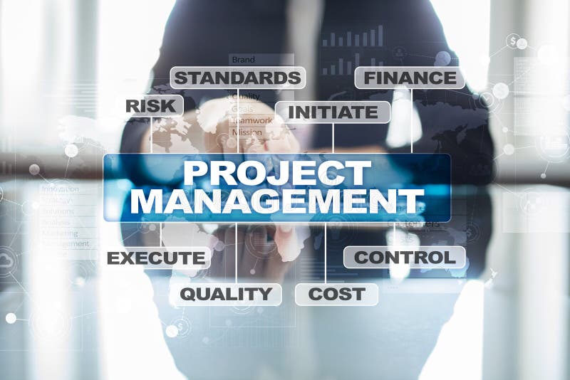 Project Management on the Virtual Screen. Business Concept. Stock Image ...