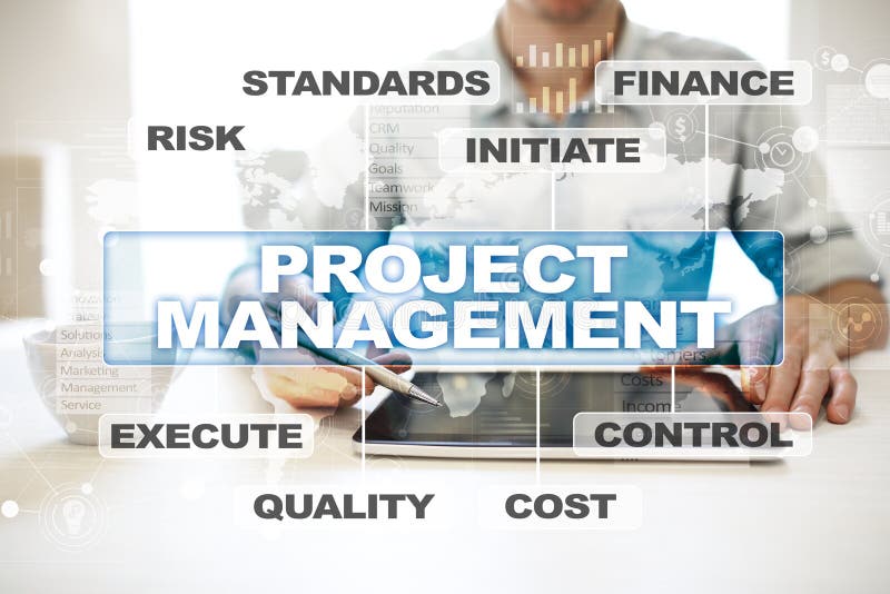 Project Management on the Virtual Screen. Business Concept. Stock Image ...