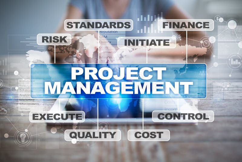Project Management on the Virtual Screen. Business Concept. Stock Image ...