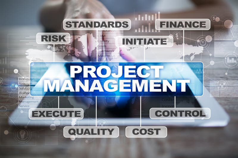 Project Management on the Virtual Screen. Business Concept. Stock Image ...