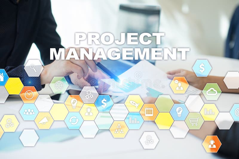 Project Management on the Virtual Screen. Business Concept. Stock Image ...