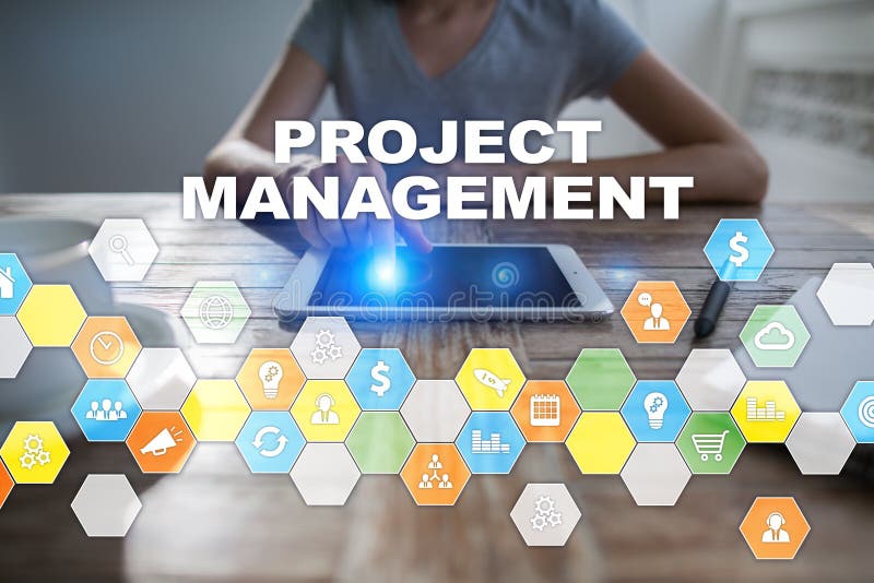 Project Management on the Virtual Screen. Business Concept. Stock Image ...