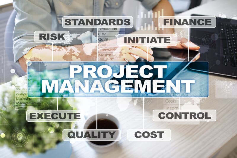 Project Management on the Virtual Screen. Business Concept. Stock Image ...