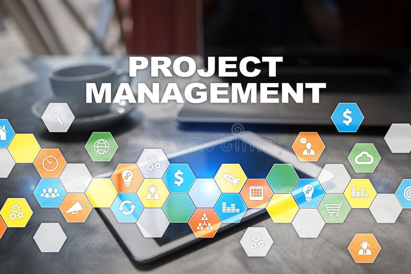 Project Management Chart on Virtual Screen. Schedule. Timeline. Stock ...