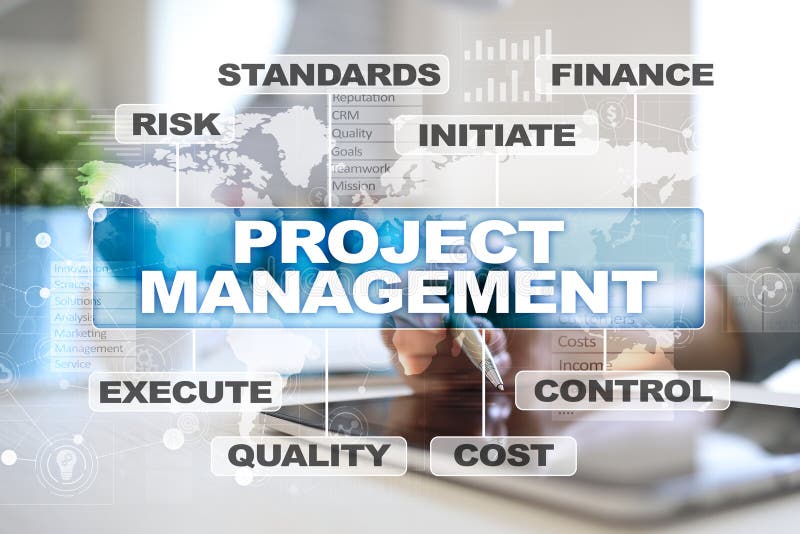 Project Management on the Virtual Screen. Business Concept. Stock Image ...