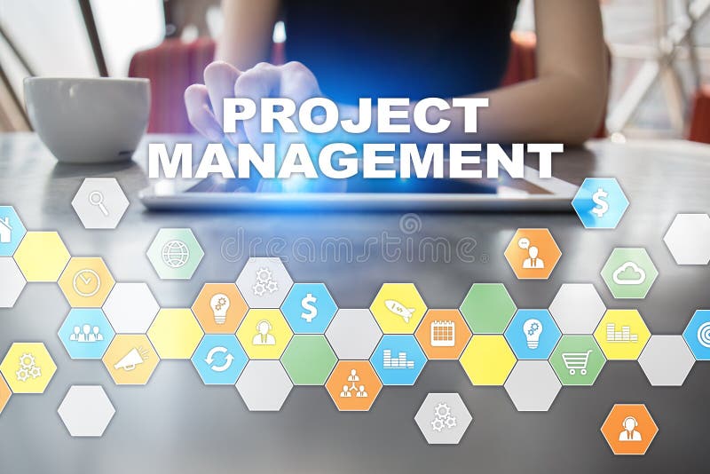 Project Management on the Virtual Screen. Business Concept. Stock Image ...