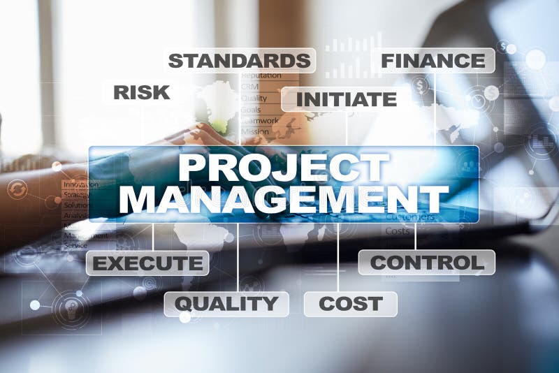 Project Management on the Virtual Screen. Business Concept. Stock ...