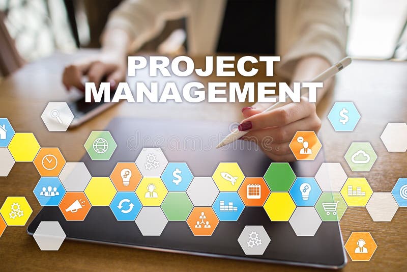 Project Management on the Virtual Screen. Business Concept. Stock Image ...