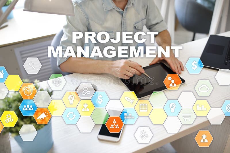 Project Management on the Virtual Screen. Business Concept. Stock Photo ...
