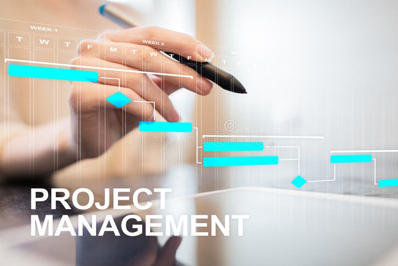 Project Management on the Virtual Screen. Business Concept. Stock Image ...
