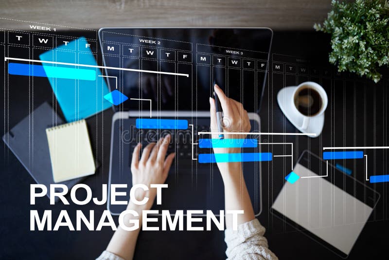 Project Management on the Virtual Screen. Business Concept. Stock Photo ...