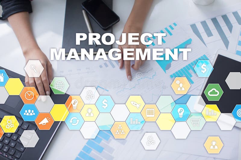 Project Management on the Virtual Screen. Business Concept. Stock Image ...