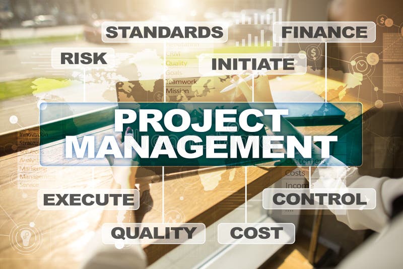 Project Management on the Virtual Screen. Business Concept Stock Photo ...