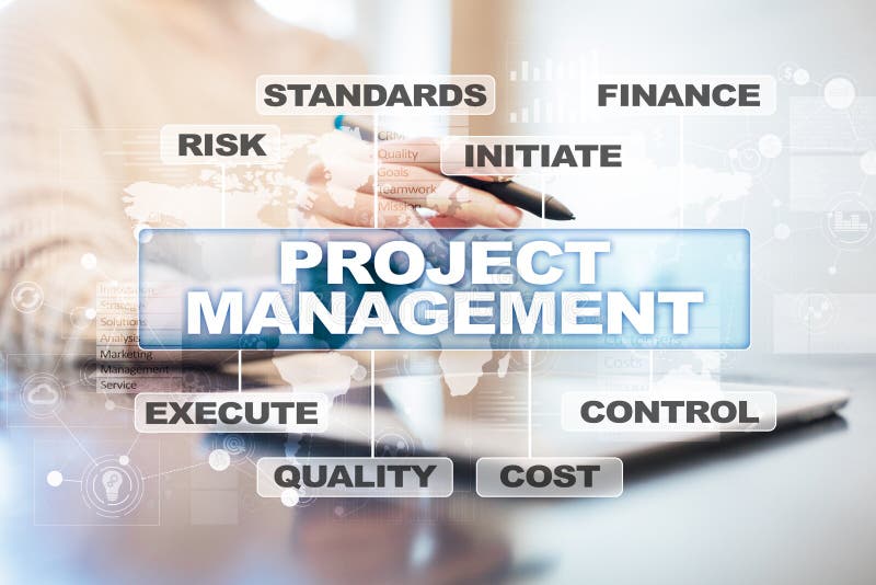 Project Management on the Virtual Screen. Business Concept. Stock Image ...