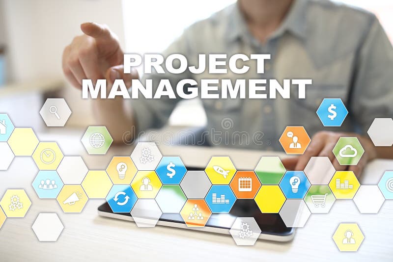 Project Management on the Virtual Screen. Business Concept. Stock ...