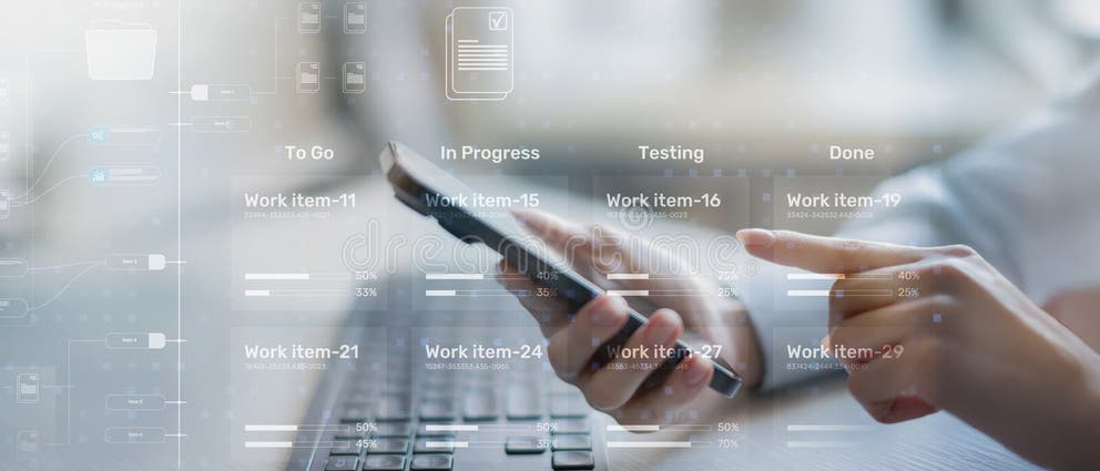 Project Management Workflow Visualization With Task Progress Tracking Dashboard Stock Image