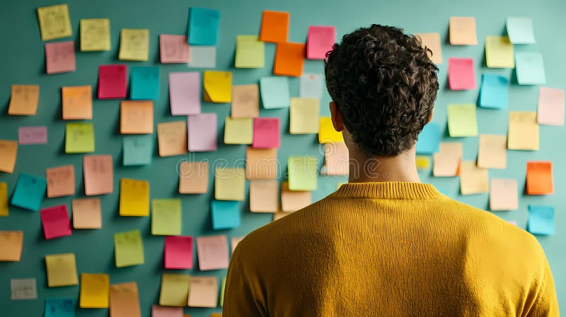 Project Manager Analyzing Colorful Sticky Notes Wall Stock Photos ...