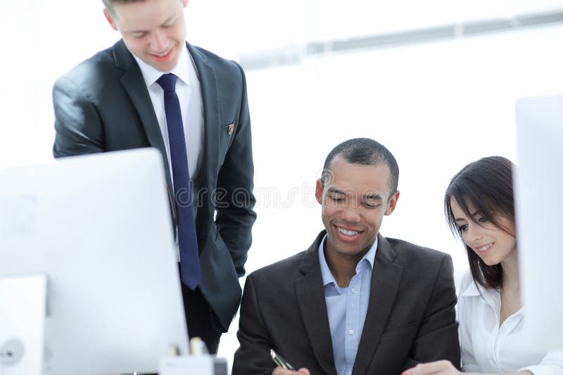 Project Manager and Business Team Discussing Work Documents Stock Image ...
