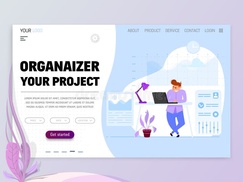 Project Manager Concept. Flat Style, on a White Background Stock Vector ...