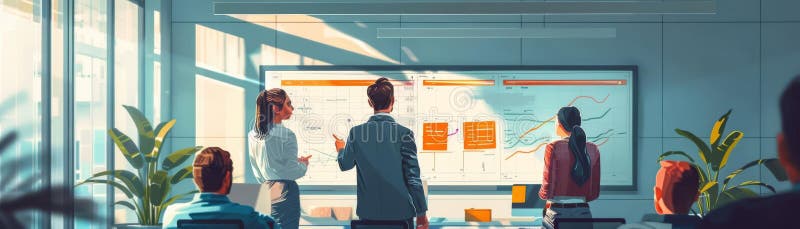 Project Manager Leading Meeting with Team Members and Gantt Chart ...