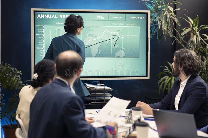 Project Manager Making a Presentation To Pitch in a New Strategy Stock ...