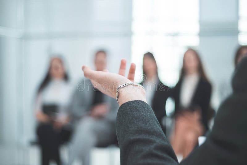 Project Manager Making a Report for the Working Group Stock Image ...