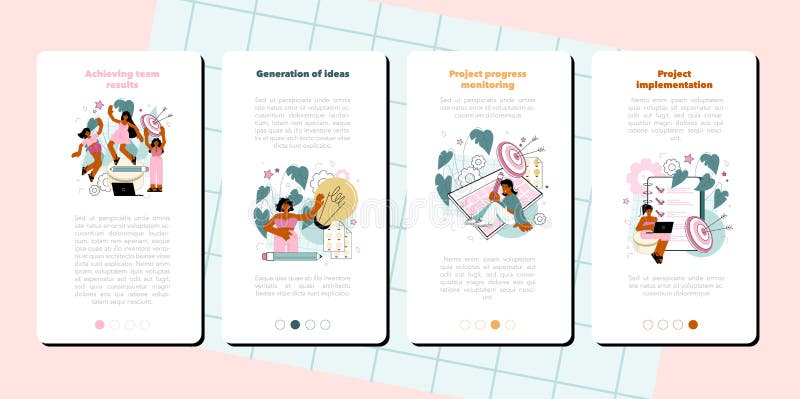 Project Manager Mobile Application Banner Set. Successful Business ...