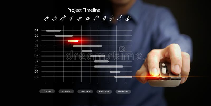 Project Manager Planning and Schedule:. a Man, with Computer Mouse ...