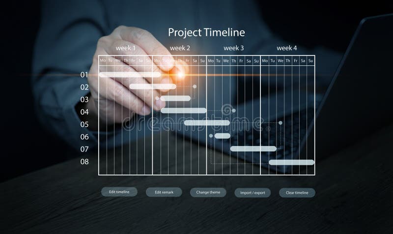 Project Manager Planning and Schedule:. a Man Using a Project Timeline ...